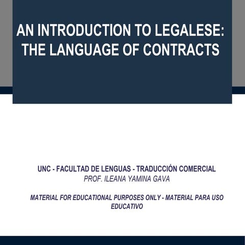An Introduction to Legalese: The Language of Contracts | PPTX