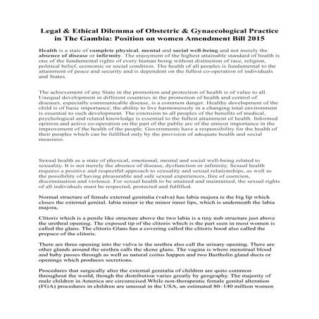 Legal & Ethical Dilemma of Obstetric & Gynaecological Practice In The ...