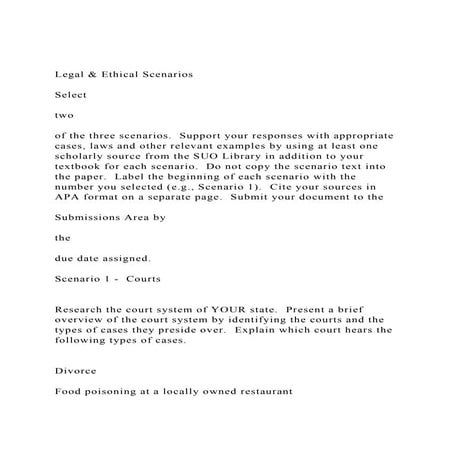 Legal & Ethical ScenariosSelecttwoof the three scena.docx