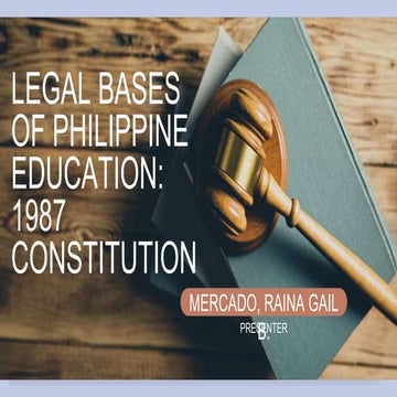 LEGAL BASES FOUNDATIONS OF EDUCATION 1987 | PPTX