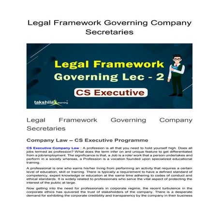 Legal framework governing company secretaries | PDF