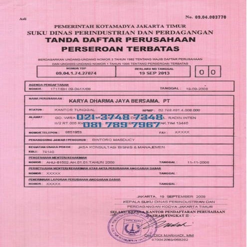 Legalitas usaha karya dharma | DOCX