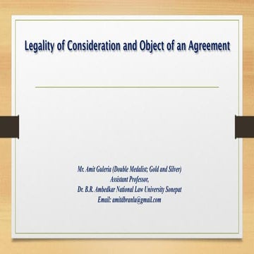 Legality of Consideration and Object of an Agreement | PDF