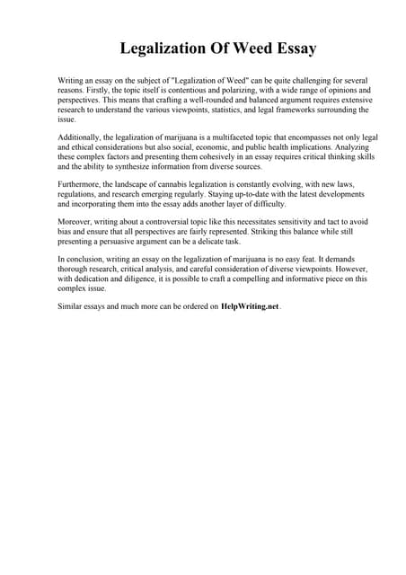 Legalizing Marijuana Essays | PDF | Medical Health