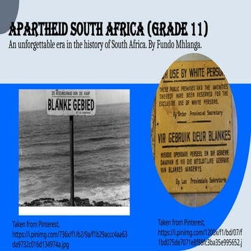 South African History: Apartheid1940s to 1960 | PPTX