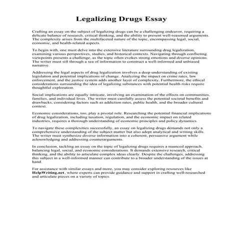Legalizing Drugs Essay.pdf | Substance Abuse | Diseases and Conditions