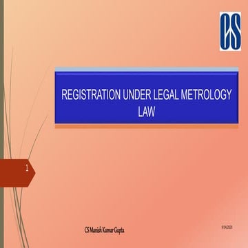 Registration in Legal Metrology Law | PPTX