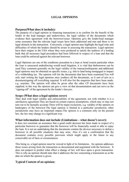 Legal opinion sample | DOCX | Legal Services Industry | Industries