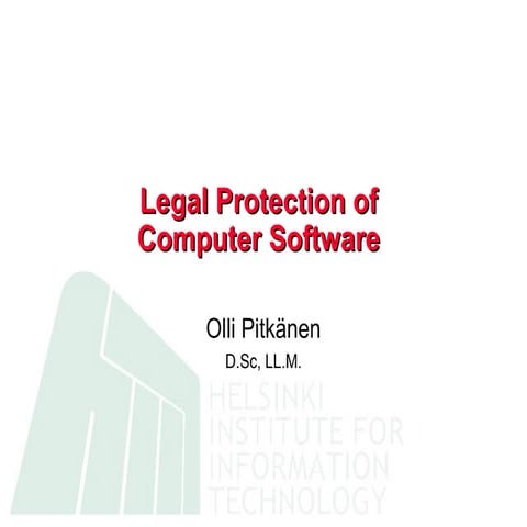 Legal protection of computer software | PPT