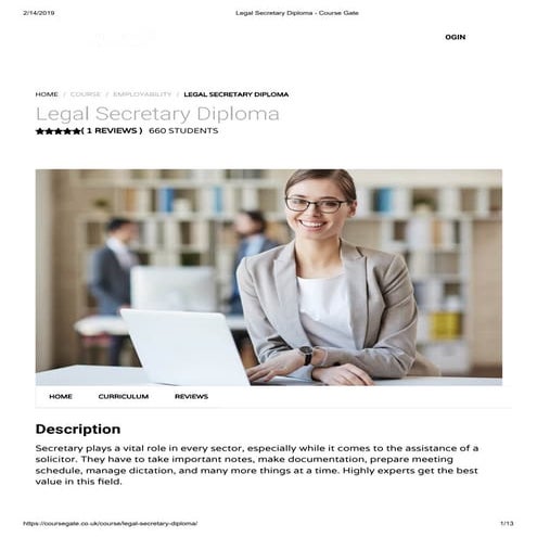 Legal Secretary Diploma - Course Gate | PDF