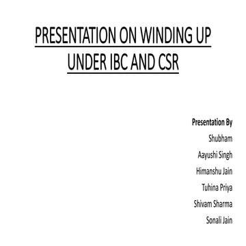 Legal winding up with ibc and csr | PPTX