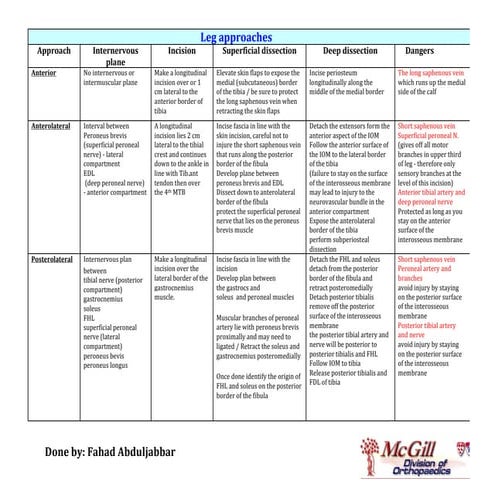 Leg approaches for surgical management of leg | PDF
