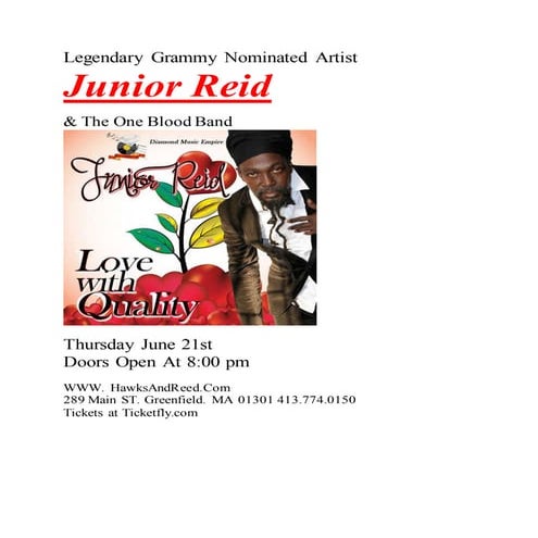 Legendary Grammy Nominated Artist Junior Reid and The One Blood Band | PDF