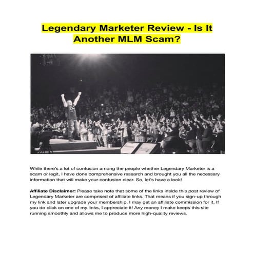 Legendary Marketer Review – Is It Another MLM Scam? | PDF