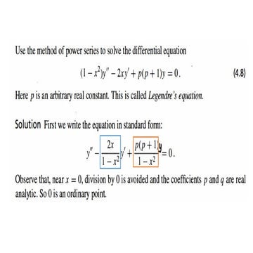 Legendre's equation- Solution using power series | PPT