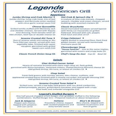 Legends Dinner Menu | PDF