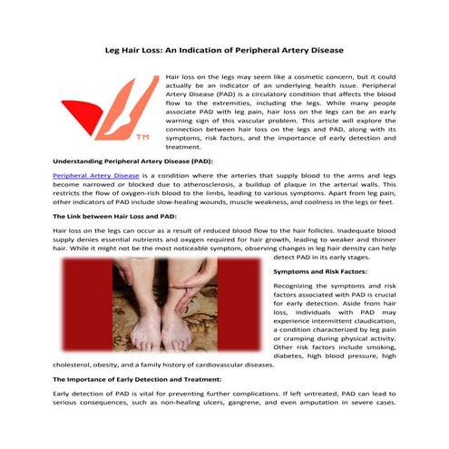 Leg Hair Loss: An Indication of Peripheral Artery Disease | PDF