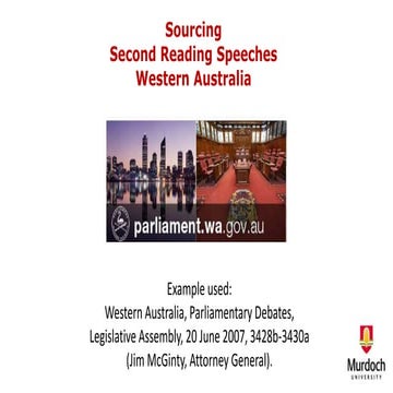 Second Reading Speeches (WA) Using WA Parliament | PPSX