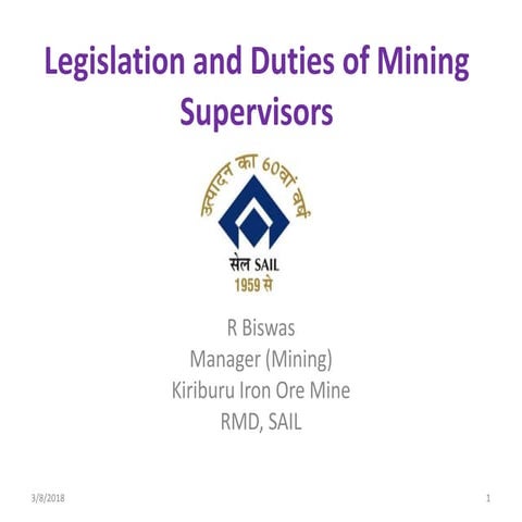 Legislation and duties of mining supervisors | PDF