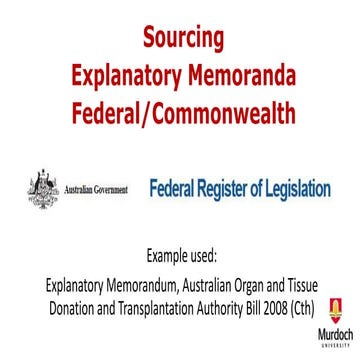 Federal/Commonwealth Explanatory Memoranda Using Federal Register of ...