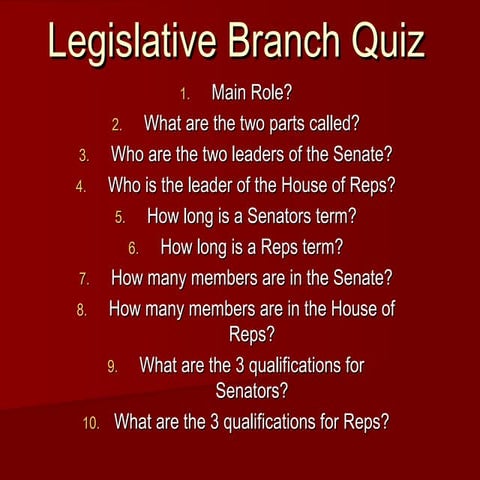 Legislative branch quiz | PPT