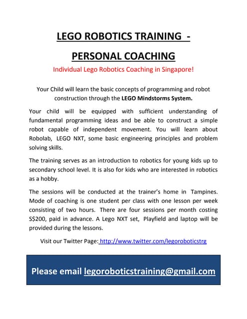 Legoroboticstraining presentations