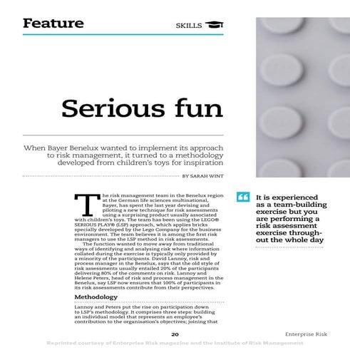 Risk Assessment using LEGO® Serious Play® | PDF