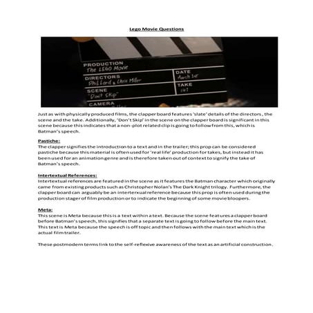 Lego movie questions | DOCX