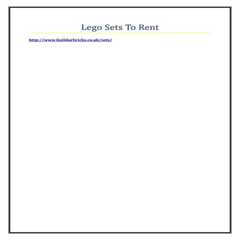 Lego sets to rent | DOC