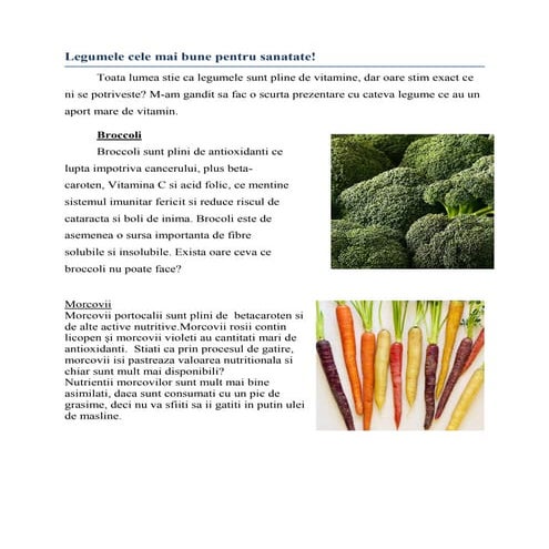 Legumele cele mai bune pentru sanatate | PDF