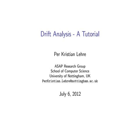 Drift Analysis - A Tutorial | PDF