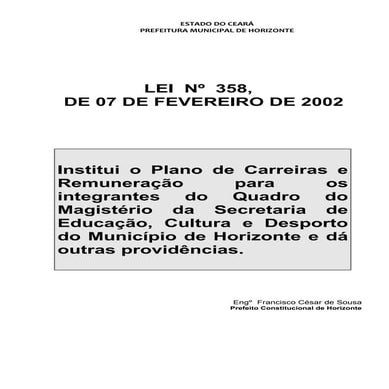 Lei 358 2002 pcr magistério | DOC