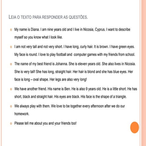 Leia o texto para responder as questões | PPT