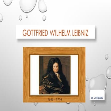 leibniz PHILOSOPHY AND HIS VIEW POWER POINT PRESENTATION | PPTX | Physics | Science