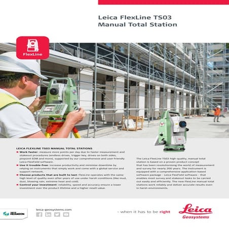 Jual Stasiun Total Manual Leica FlexLine TS03 | PDF