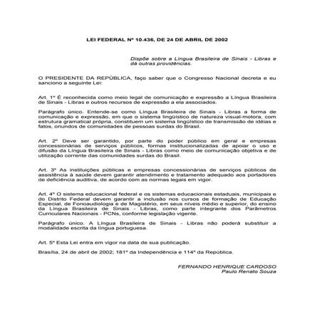 Lei Federal 10436 02 | PDF
