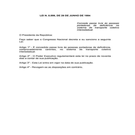 Lei Federal 8899 94 | PDF