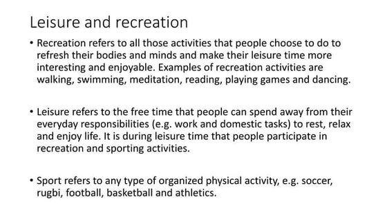 Recreation & leisure | PPT