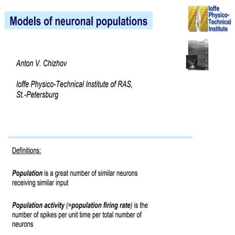 Models of neuronal populations | PPT | Physics | Science