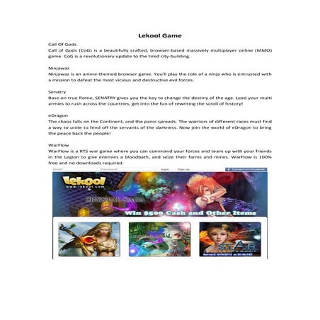 Lekool game | DOC | Video Game Genres | Video Gaming