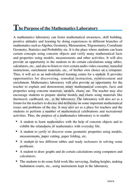Math laboratory | PPT