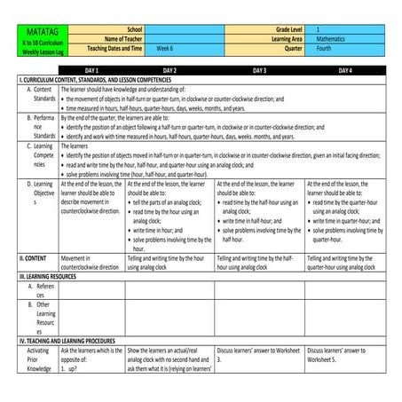 Math 1 Quarter 4 Lesson for Elementary Students | PDF