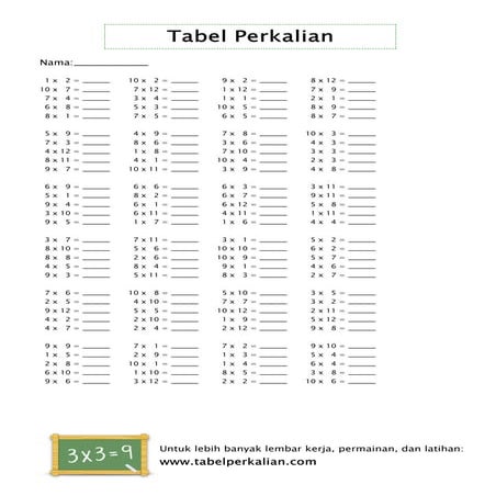 Lembar Kerja Operasi Matematika Perkalian | PDF