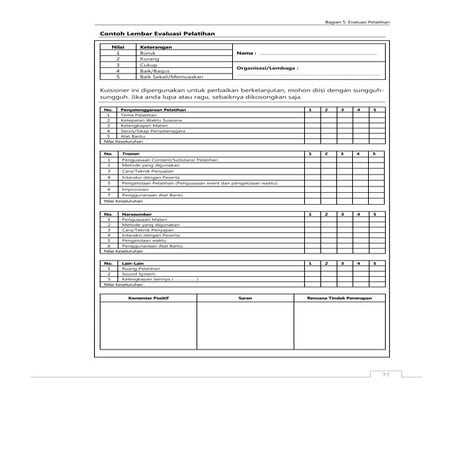 Lembar evaluasi pelatihan | PDF