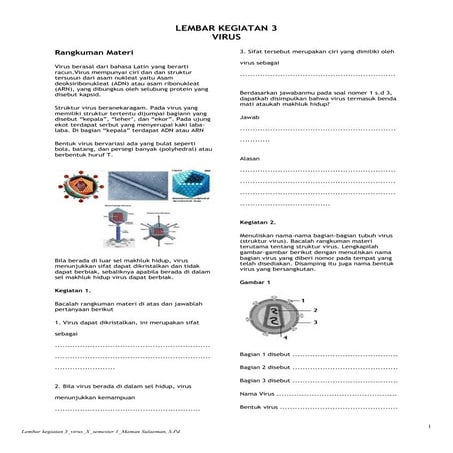 Lembar kegiatan 3 virus | PDF