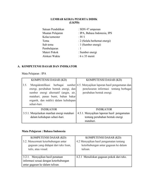 LKPD Kelas 6 Pada Kurikulum Merdeka Tahun 2021 | PDF