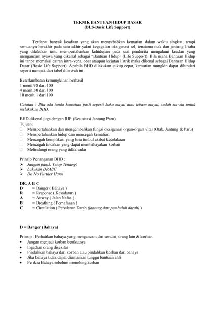 Penilaian airway dan breathing Dapat dilakukan dengan satu gerakan ...
