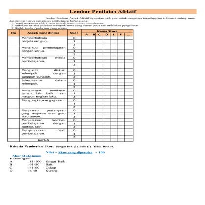 Contoh instrumen dan rubrik penilaian | DOC