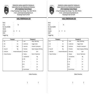 Contoh lembar hasil usg di puskesmas pancatengah | DOCX
