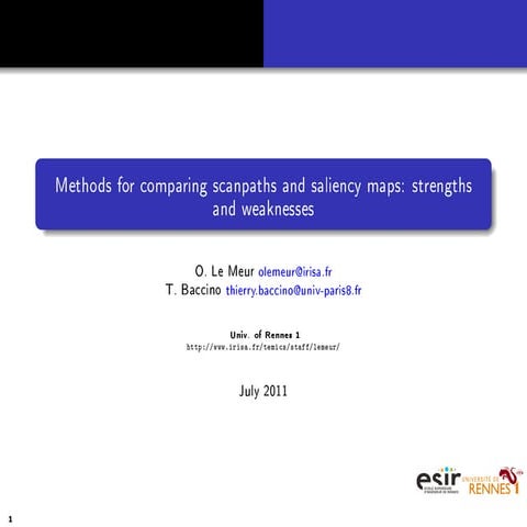 Methods for comparing scanpaths and saliency maps: strengths and weaknesses | PDF | Technology ...